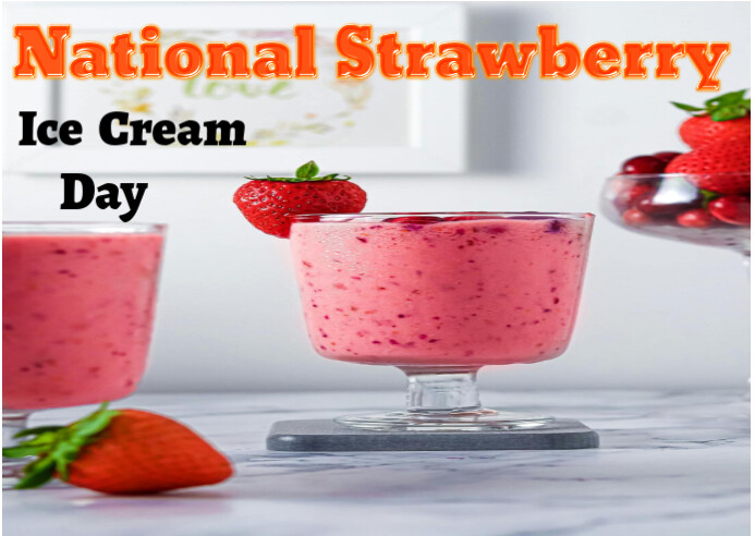 Modèle National Strawberry Ice Cream Day | PosterMyWall