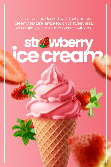 National Strawberry Ice Cream Day Poster Template | PosterMyWall