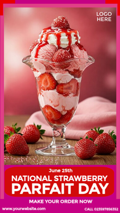 National Strawberry Parfait Day Ad Template | PosterMyWall