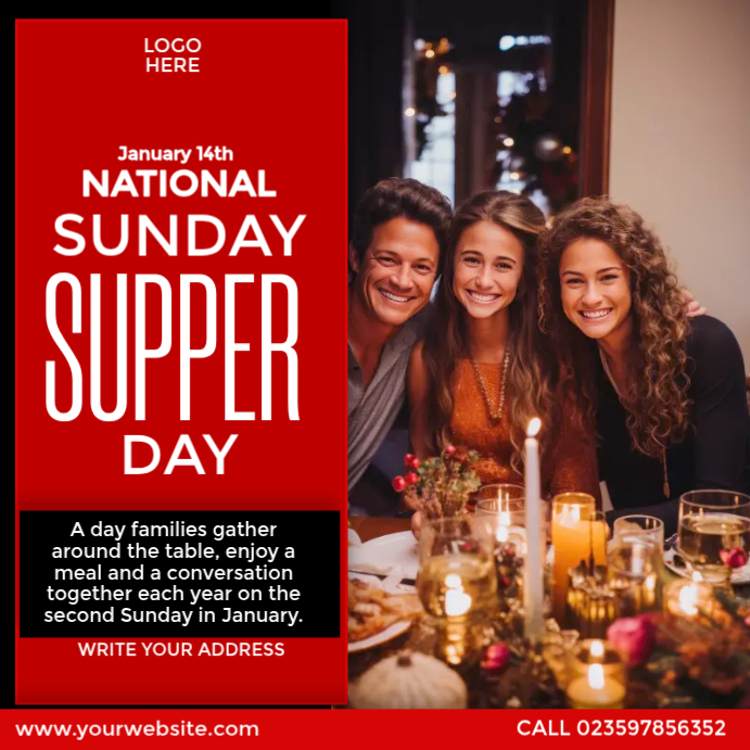 national sunday supper day Template | PosterMyWall