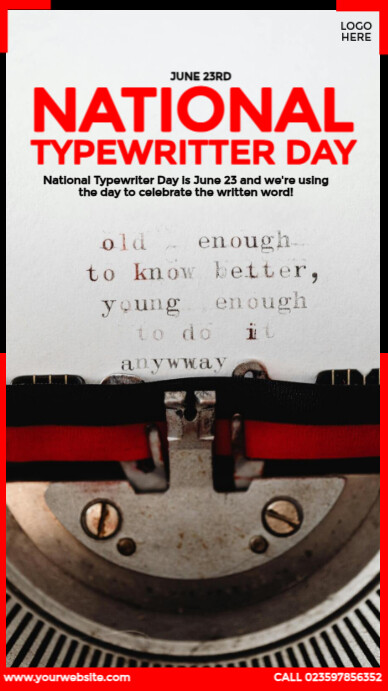 Modèle National Typewriter Day Template | PosterMyWall