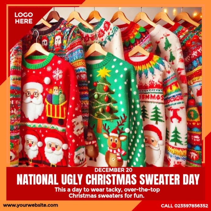 National Ugly Christmas Sweater Day Template | PosterMyWall