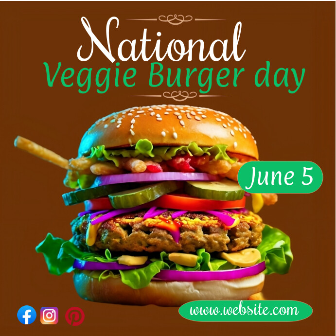National Veggie Burger day Instagram Post Template | PosterMyWall