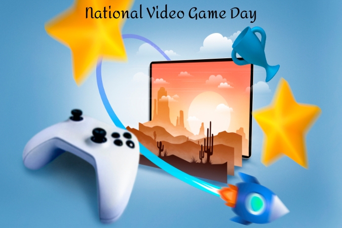 National Video game day illustration Template | PosterMyWall