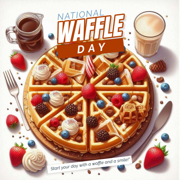 National waffle day Template | PosterMyWall