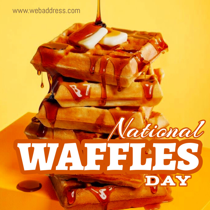 Copy of National waffles day orange Instagram post | PosterMyWall