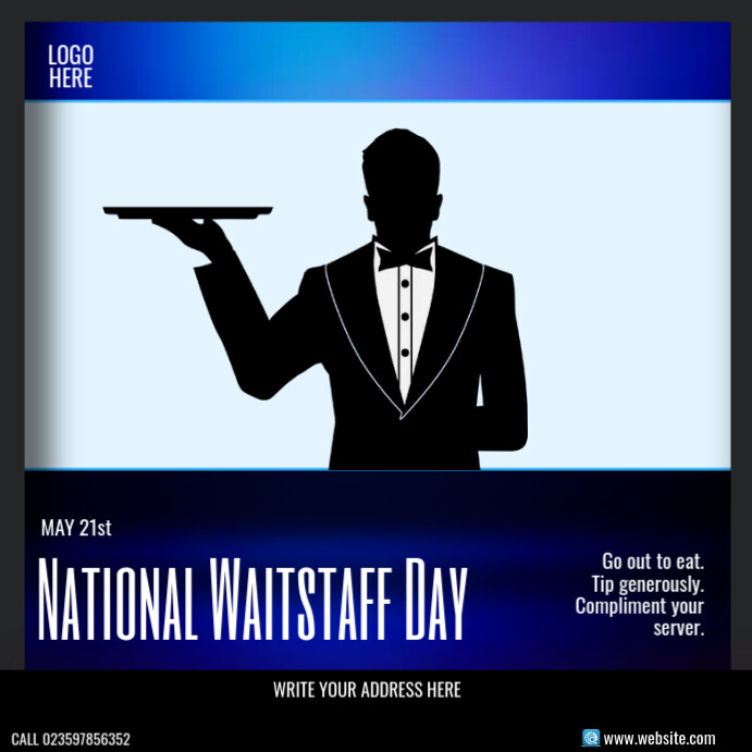 national waitstaff day Template | PosterMyWall
