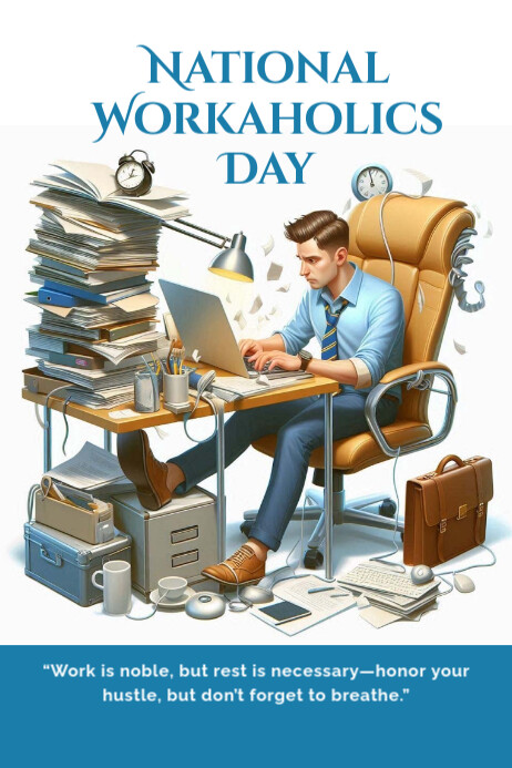 Copy of National workaholic day | PosterMyWall