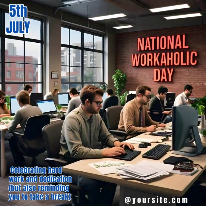 Plantilla de National workaholic day | PosterMyWall