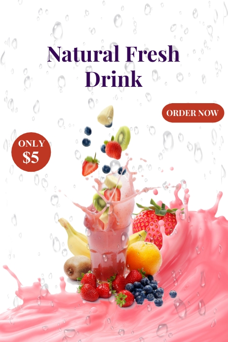 Natural Fresh Drink Poster Template | PosterMyWall