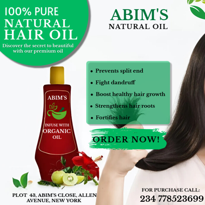 Copy of Natural hair oil product design template | PosterMyWall