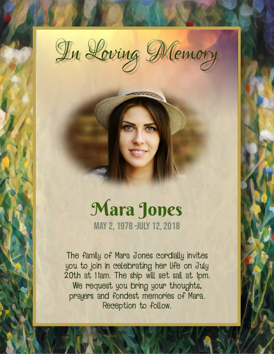 nature themed in loving memory memorial Template | PosterMyWall