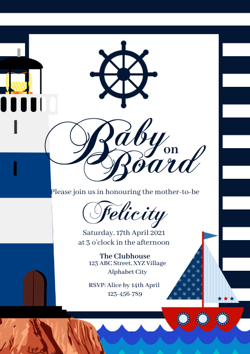 Nautical Baby Shower Invitation Template | PosterMyWall