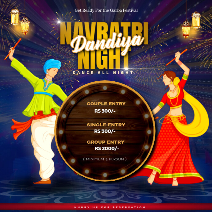 Navratri Dandiya night invitation flyer template poster | PosterMyWall