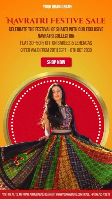 Copy of Navratri Durga Puja Festive Sale Lehenga Saree Ad Story ...