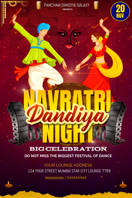 Navratri festival flyer, dandiya Template | PosterMyWall