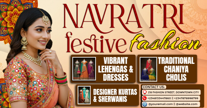 Navratri Festive Fashion Grand Showcase Template | PosterMyWall