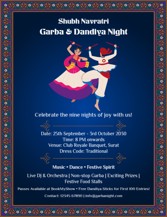 Copy of Navratri Garba Night Event Printable Flyer Template | PosterMyWall