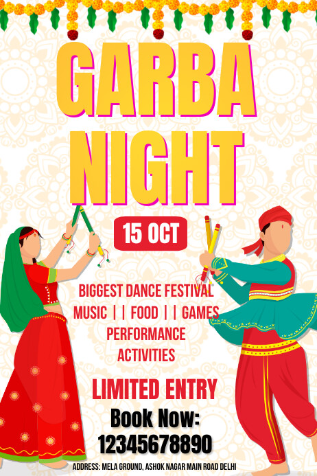Navratri Garba night poster Template | PosterMyWall