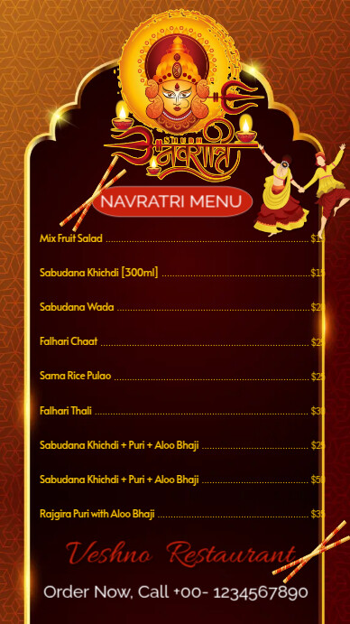Navratri Menu Display Template (1) | PosterMyWall