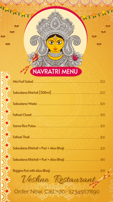 Copy of Navratri Menu Display Template Digital Display (9:16 ...