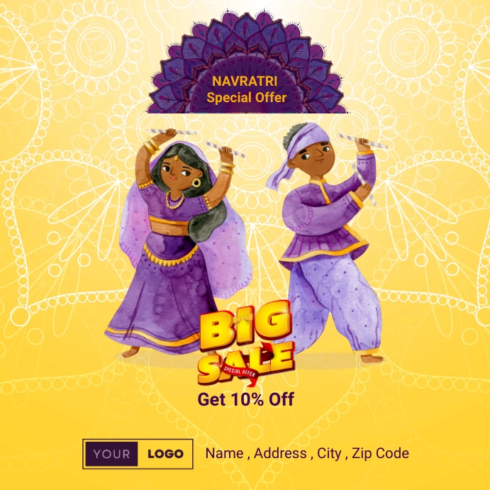 Navratri offer, dandiya night, dussehra, Diwa Template | PosterMyWall