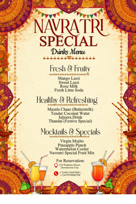 Copy of Navratri Special Festive Drinks Menu | PosterMyWall