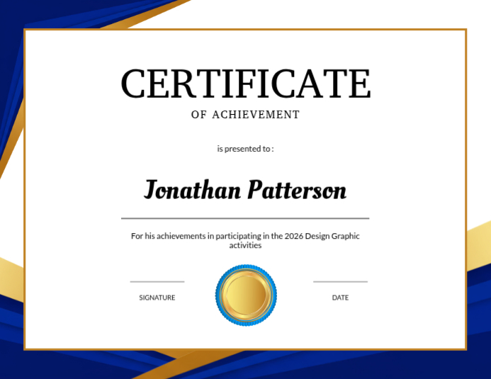 Copy of Navy & Gold Certificate of Achievement | PosterMyWall