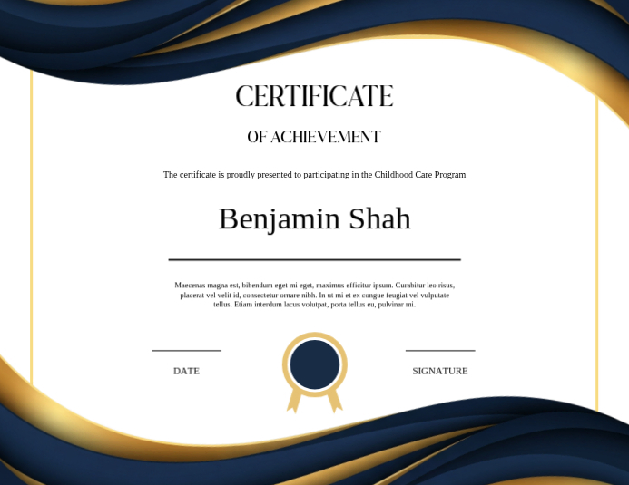 Navy and Gold Professional Certificate Flyer (us Letter) Template ...