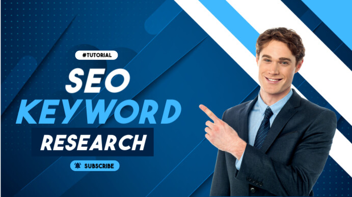 Navy And White Modern SEO Keyword Research Youtube Thumbnail Template ...