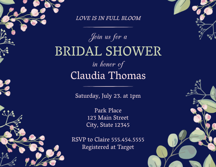 Navy blue bridal shower flyer Template | PosterMyWall