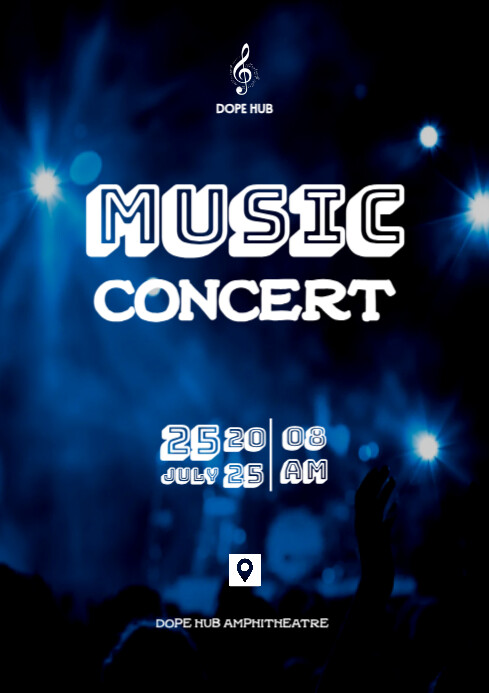 Navy Blue Modern & Minimal Music Concert Flyer A4 Template | PosterMyWall