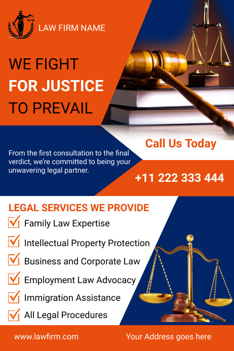 Navy Blue Professional Law Firm Flyer Poster Template | PosterMyWall