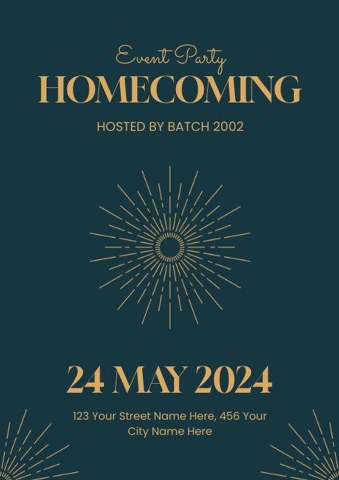 Navy Gold Homecoming Event Party Flyer Template | PosterMyWall