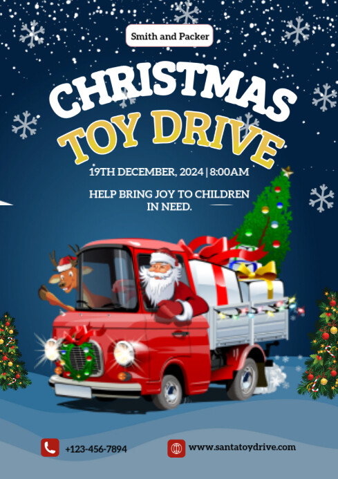 Copy of Navy Illustrated Christmas Toy Drive Flyer A4 | PosterMyWall