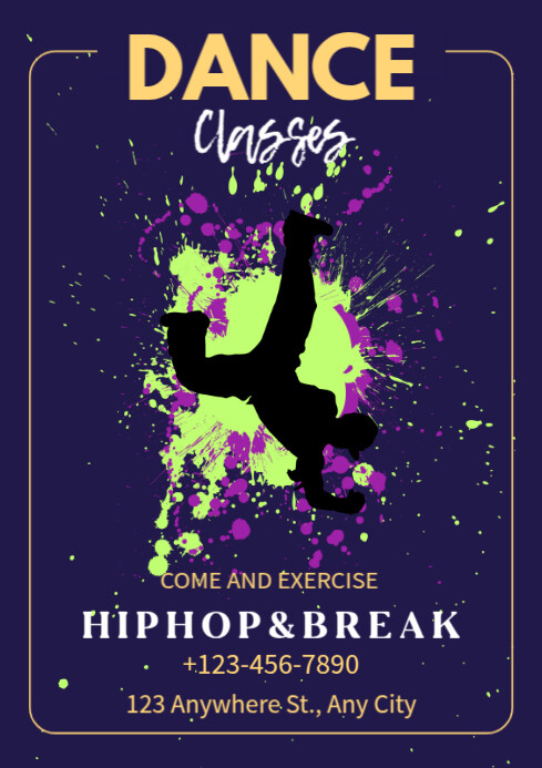 Navy Maksimalis Dance Classes A4 Template | PosterMyWall