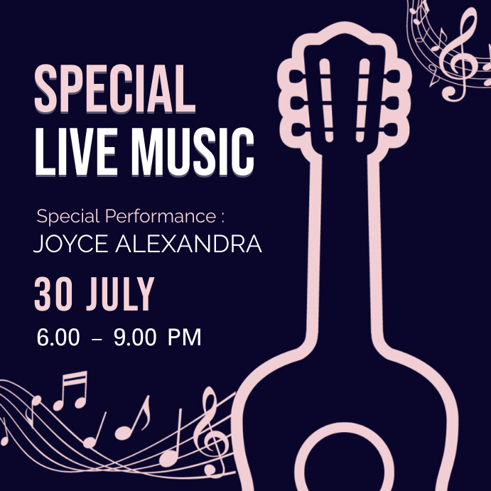 Navy Pink Minimalist Live Music Promotion Template | PosterMyWall