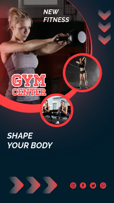 Copy of Navy Red Gym Fitness Instagram Post | PosterMyWall