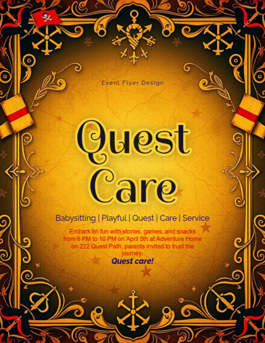 Navy Yellow Quest Care Flyer Design Template | PosterMyWall