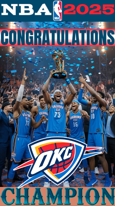 Nba 2025 Champions Thunder Congratulations Instagram Story Template ...
