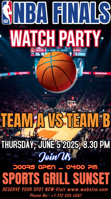 Nba 2025 Finals Watch Party Instagram Story Template | PosterMyWall