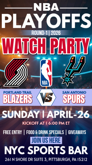 NBA 2026: Portland Trail Blazers vs San Antonio Spurs Watch Party ...