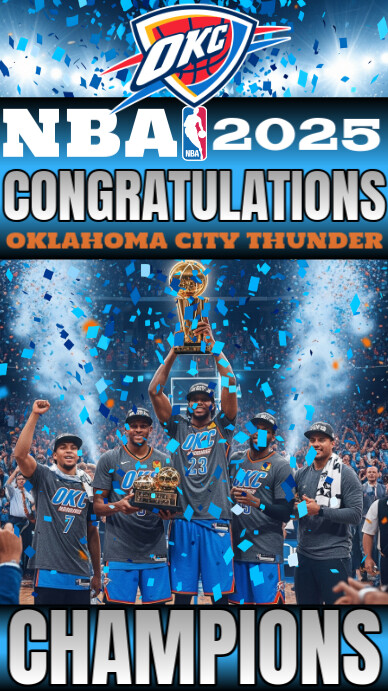 Plantilla de Nba Champions 2025 Thunder Congratulations Instagram Story ...