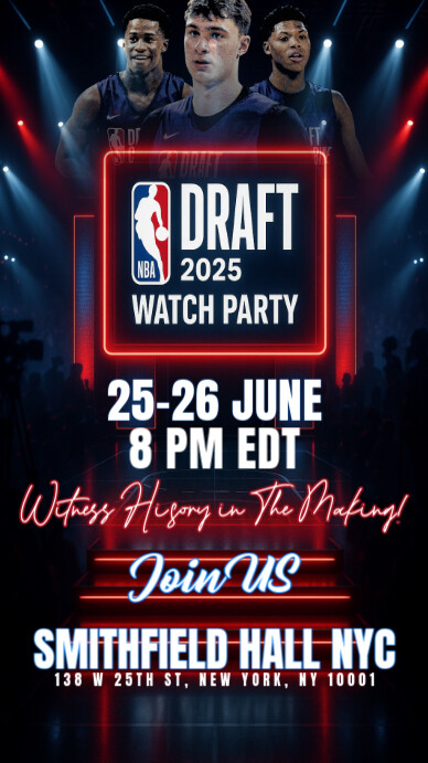 Plantilla de NBA Draft 2025 Watch Party Instagram Post Template ...