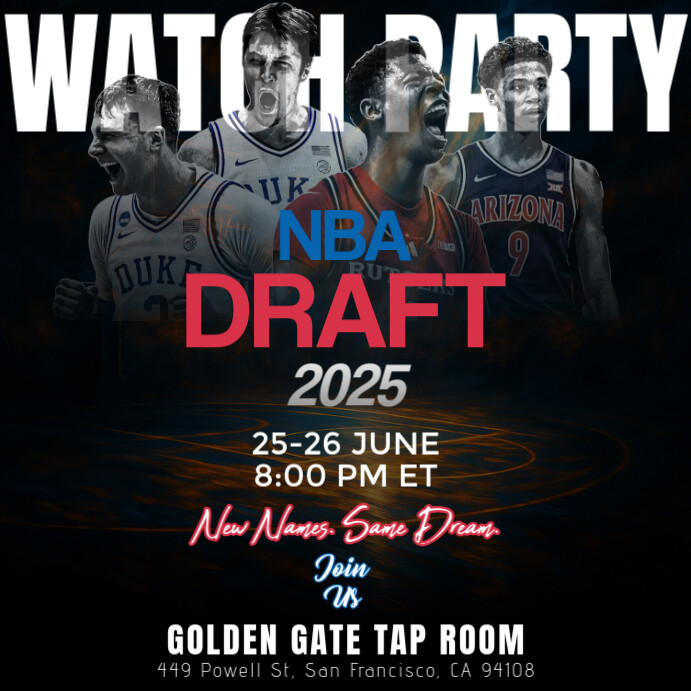 NBA Draft 2025 Watch Party Instagram Post Template templaat | PosterMyWall