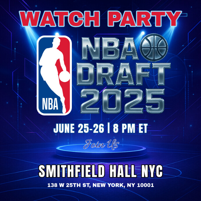 Plantilla de NBA Draft 2025 Watch Party Instagram Post Template ...