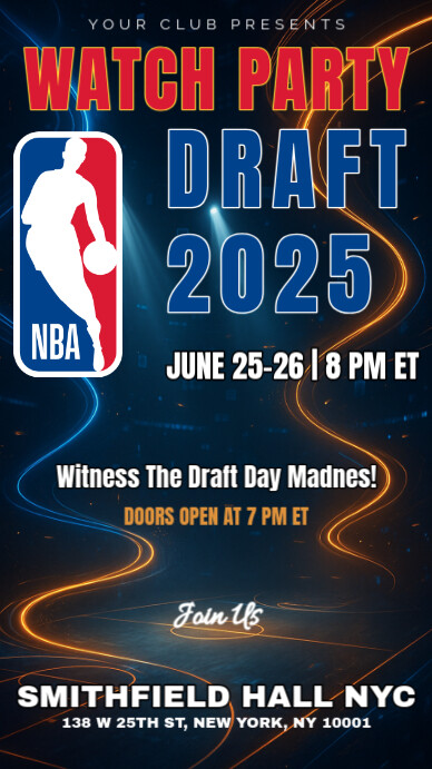 NBA Draft 2025 Watch Party Instagram Story Template | PosterMyWall