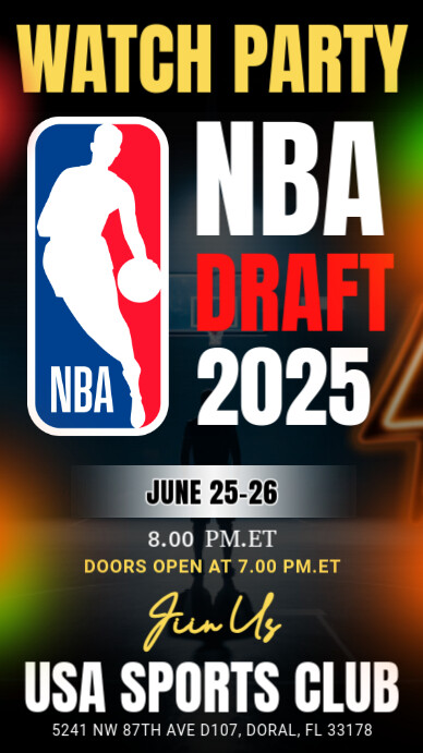 NBA Draft 2025 Watch Party Instagram story Template | PosterMyWall
