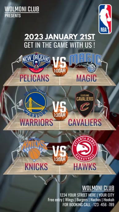 NBA live match updates, nba Schedule Template | PosterMyWall