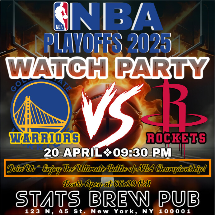 Copy of NBA Playoffs 2025: Warriors vs Rockets Watch Party Instagram ...